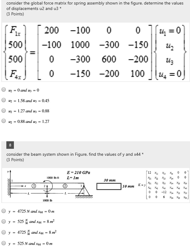 SOLVED: Final answer only; Consider the global force matrix for the ...