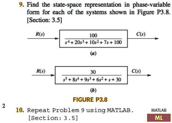 9. Find the state-space representation in phase-variable form for each ...
