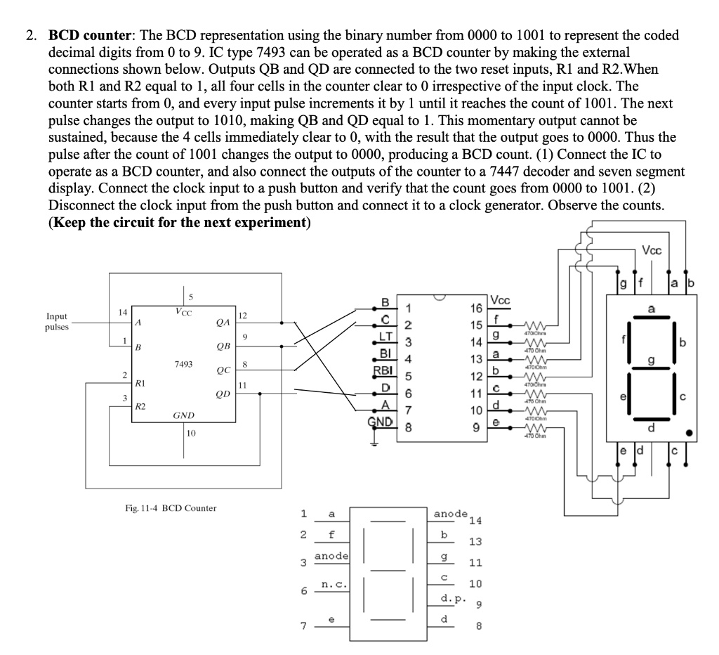 SOLVED: BCD counter: The BCD representation uses the binary number from 0000 to 1001 to ...