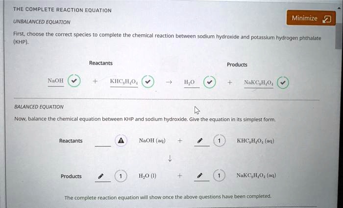 SOLVED: The COMPLETE REACTION Equation UNBALANCED EQUATION First ...
