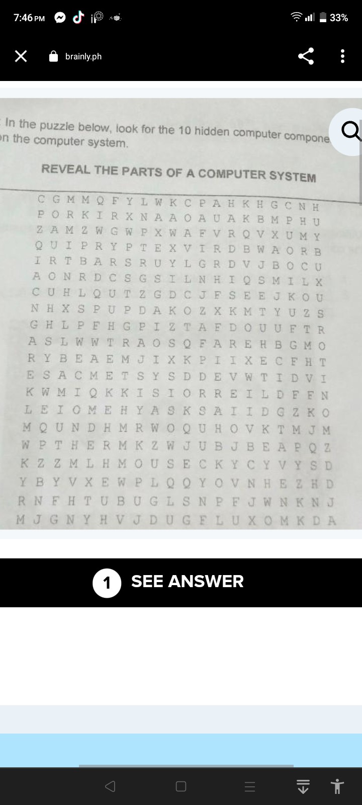 In the puzzle below, look for the 10 hidden computer compone in the ...