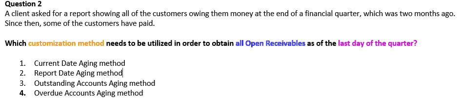A client asked for a report showing all of the customers owing them ...