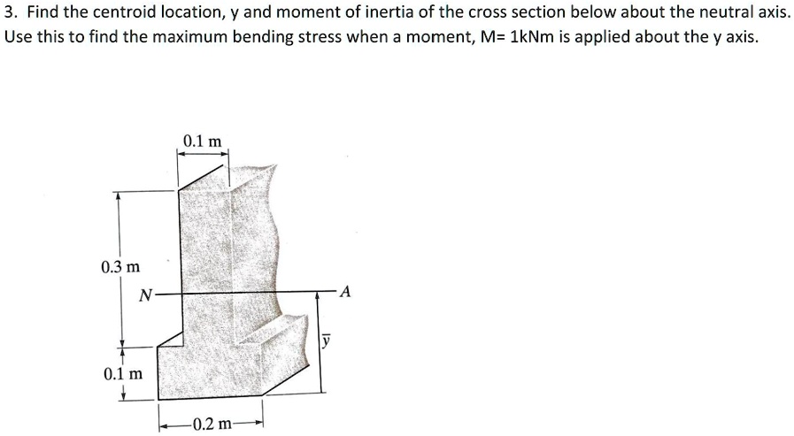 SOLVED: Find the centroid location, Y, and moment of inertia of the ...
