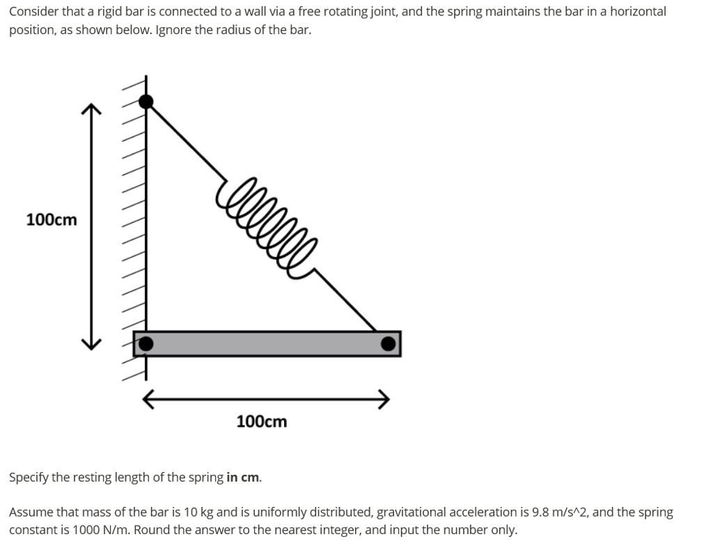 SOLVED:Consider that a rigid bar is connected to a wall via a free ...