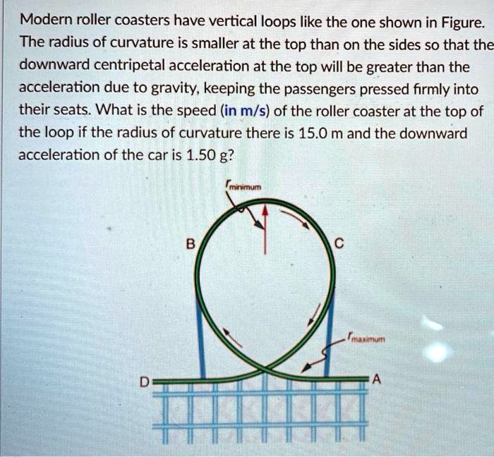 SOLVED: Modern roller coasters have vertical loops like the one shown in Figure: The radius of ...