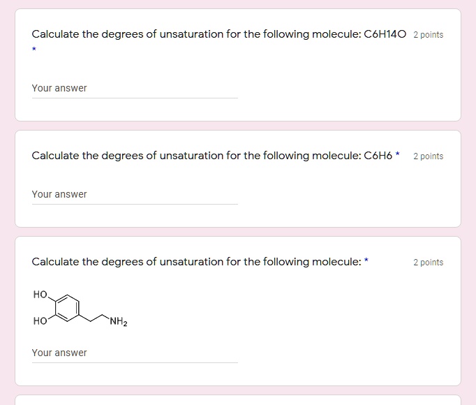 calculate the degrees of unsaturation for the following molecule c6h14o ...