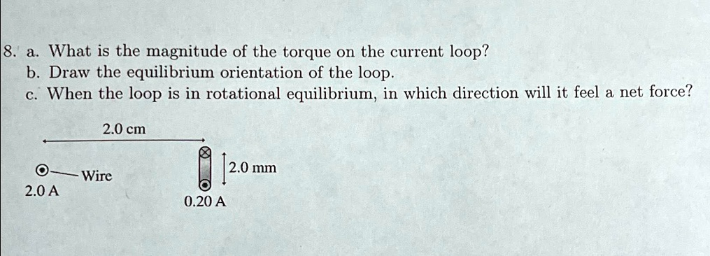 a what is the magnitude of the torque on the current loop b draw the equilibrium orientation of ...