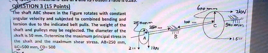 QUESTION 3 (15 Points) The shaft ABC shown in the Figure rotates with ...