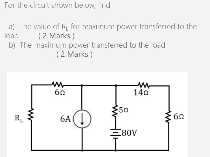 SOLVED: For the circuit shown below find a) The value of R, for maximum ... SOLVED: For the circuit shown below find a) The value of R, for maximum ...