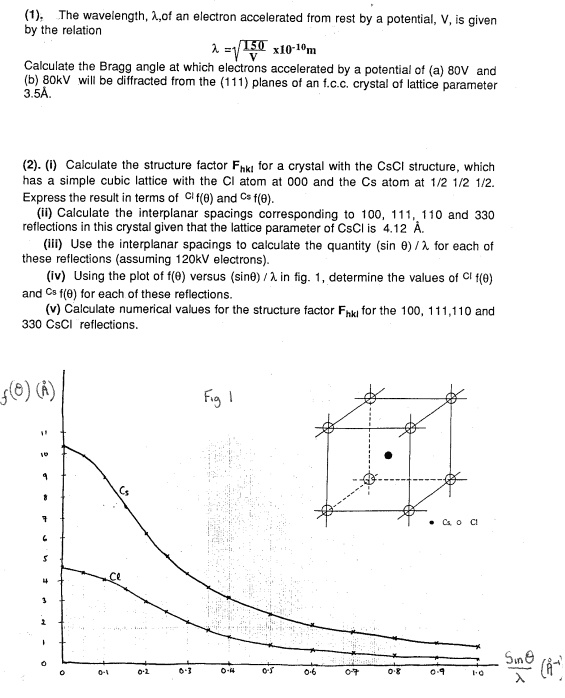(1). The wavelength, ?, of an electron accelerated from rest by a ...