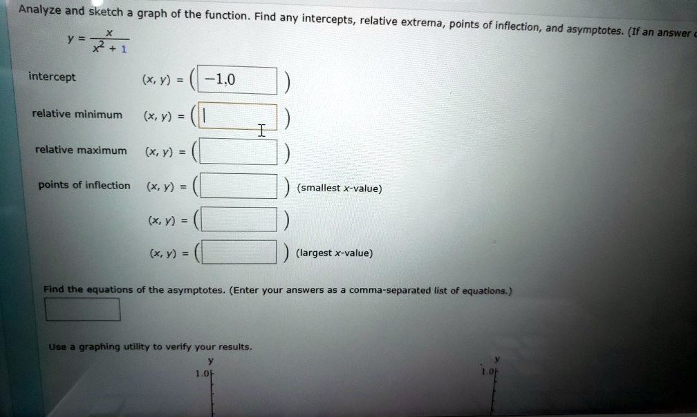 SOLVED: Analyze and sketch a graph of the function. Find any intercepts, relative extrema ...