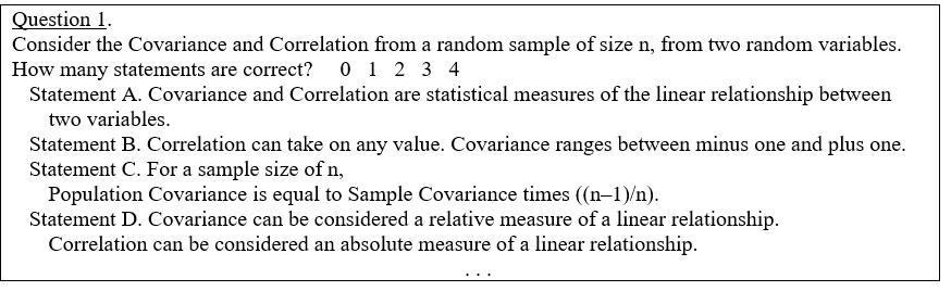 Solved Question L Consider The Covariance And Correlation From Random