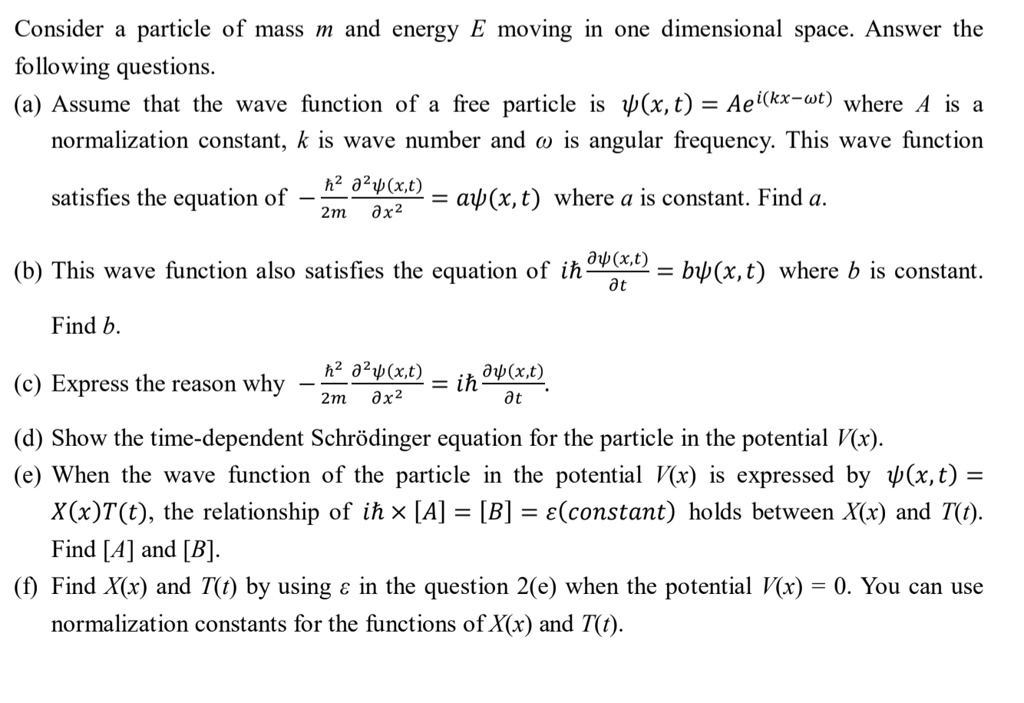Consider a particle of mass m and energy e moving in one...