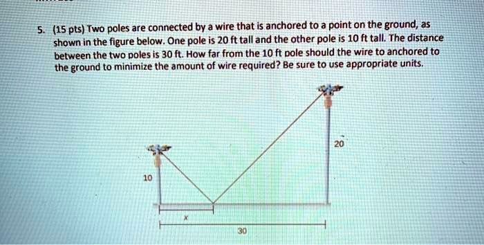 15 pts two poles are connected by a wire that is anchored to a point c on the ground as shown in ...