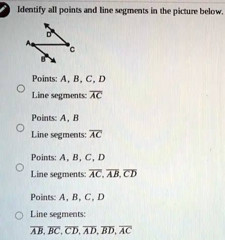 SOLVED: Points: A, B, C, D Line segments: AC Points: A, B Line segments ...