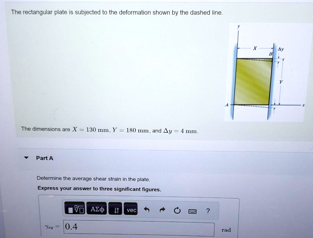 SOLVED: Texts: The rectangular plate is subjected to the deformation ...