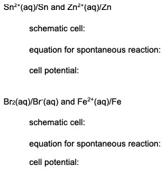 sn aqvsn and zn aqzn schematic cell equation for spontaneous reaction ...