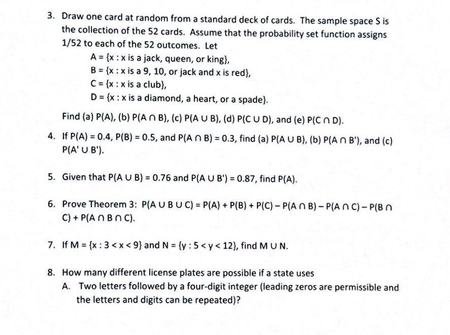 Draw one card at random from a standard deck of cards. The sample space ...