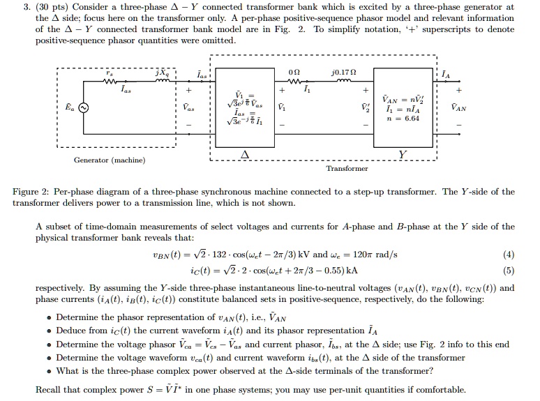 VIDEO solution: 3. (30 pts) Consider a three-phase Y-connected transformer bank which is excited ...