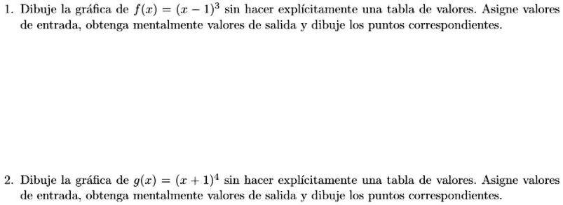 SOLVED: 1. Draw the graph of f(x) = (x-1)^3 without explicitly making a ... SOLVED: 1. Draw the graph of f(x) = (x-1)^3 without explicitly making a ...