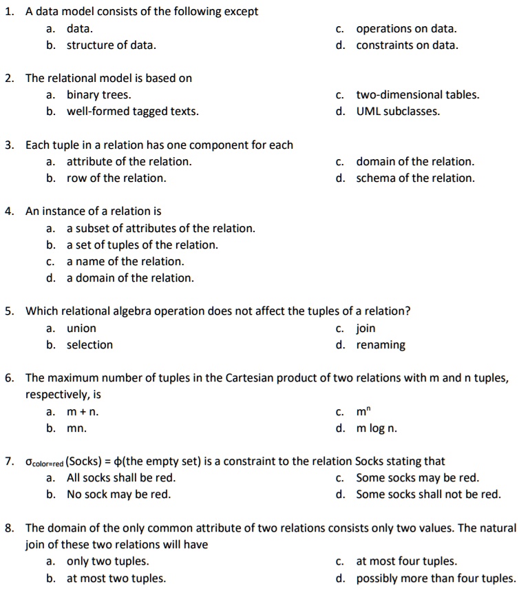 1a data model consists of the following except a data b structure of ...