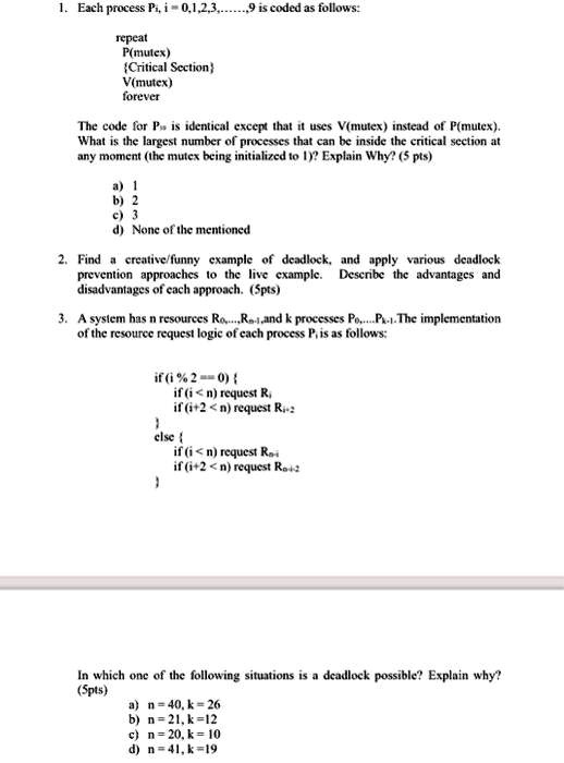 SOLVED: Each process Pi, i=0,1,2,3, is coded as follows: repeat P(mutex ...