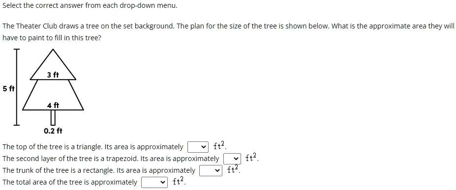 Select the correct answer from each drop-down menu. The Theater Club draws a tree on the set ...