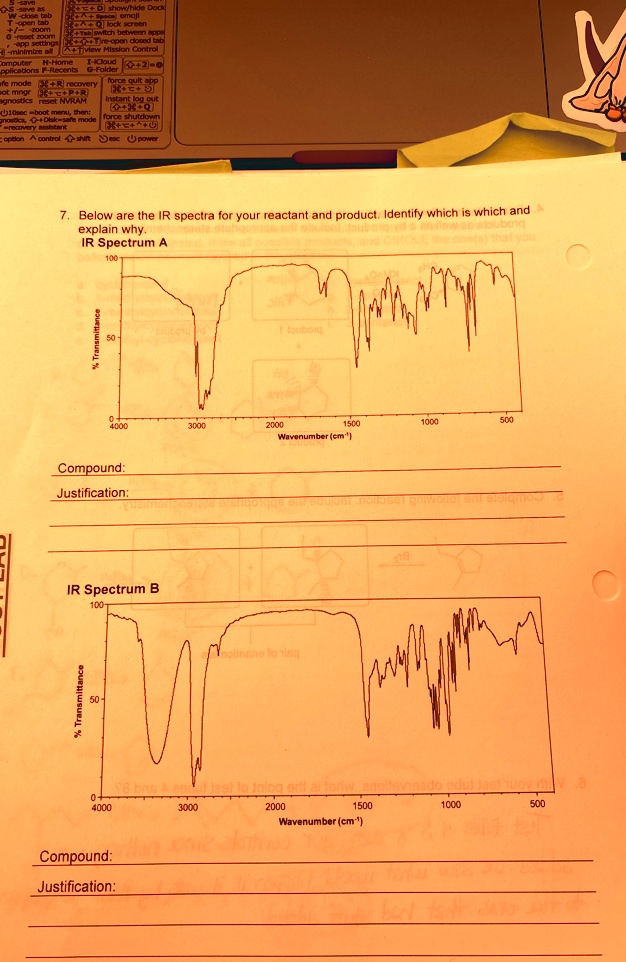 7 below are the ir spectra for your reactant and product identify which ...