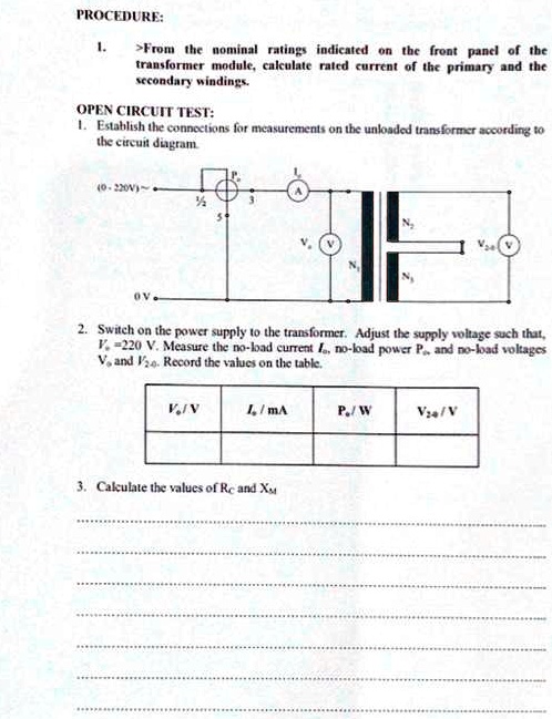 SOLVED: PROCEDURE: >From the nominal ratings indicated on the front ...