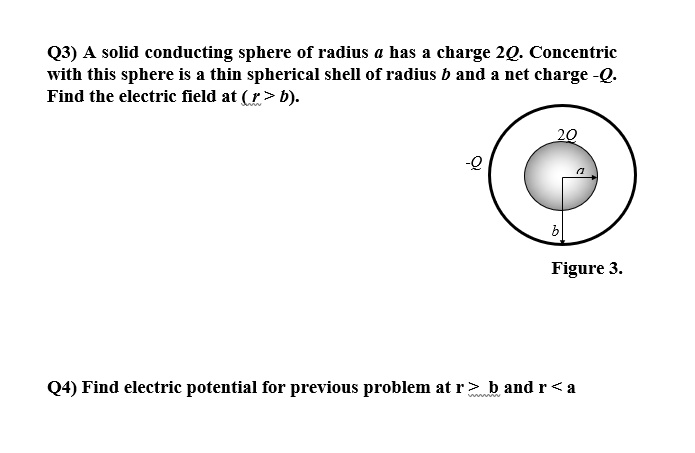 SOLVED: Q3) A solid conducting sphere of radius has a charge 2Q. Concentric with this sphere is ...