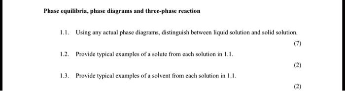 Solved Phase Equilibria Phase Diagrams And Three Phase Reactions I