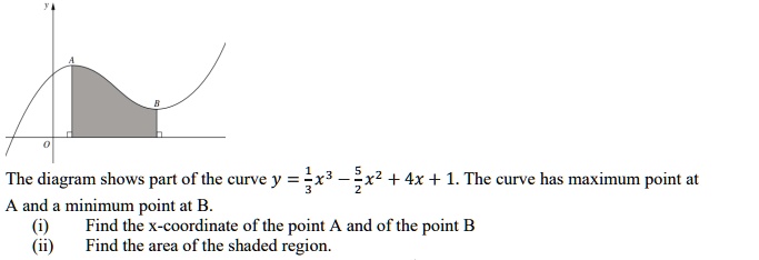 SOLVED: The diagram shows part of the curve y = x3 xe +4x + 1. The curve has maximum point at A ...