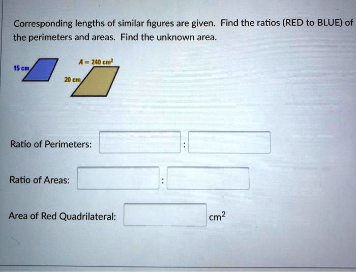 SOLVED: Corresponding lengths of similar figures are given: Find the ...