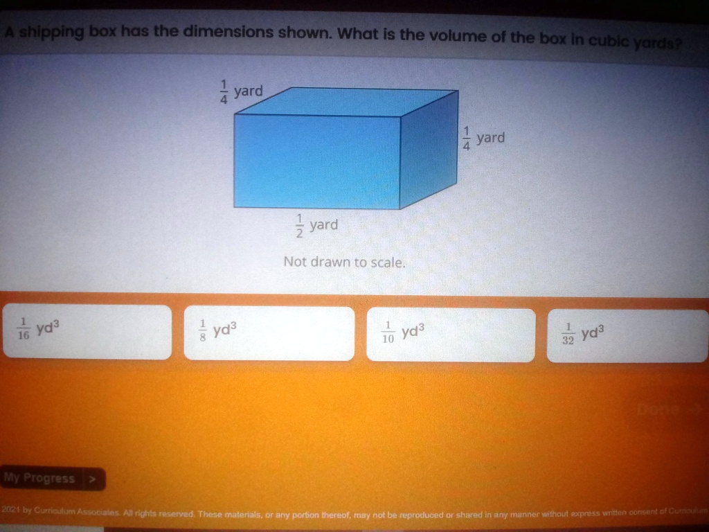 SOLVED: A shipping box has the dimensions shown. What is the volume of ...