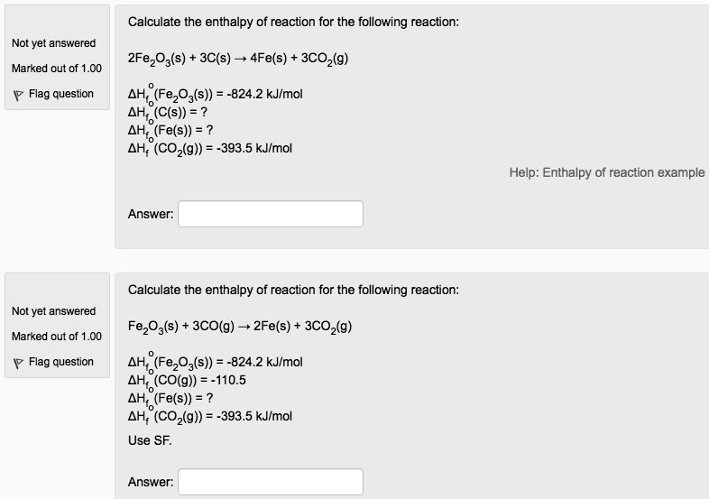 SOLVED: ' Calculate the enthalpy of reaction for the following reaction ...