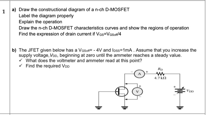 SOLVED: a) Draw the constructional diagram of an n-channel D-MOSFET ...