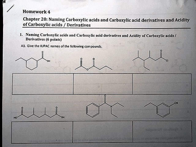 Homework 4 Chapter 20: Naming Carboxylic acids and Carboxylic acid ...