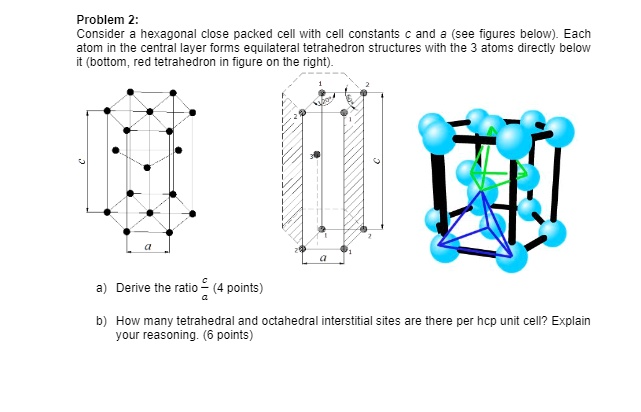 SOLVED: Problem 2: Consider a hexagonal close-packed cell with cell ...