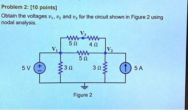 SOLVED: Problem 2:[10 points] Obtain the voltages and v for the circuit shown in Figure 2 using ...