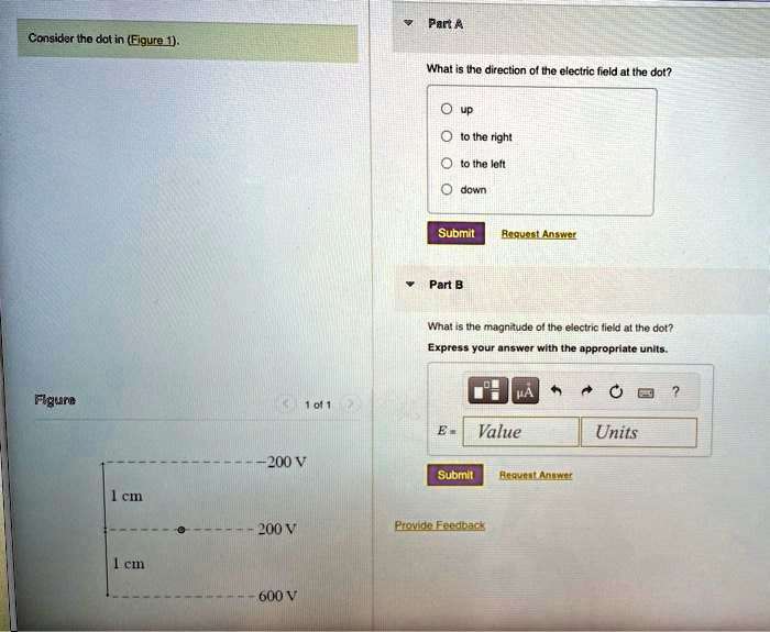 SOLVED: Texts: Part A Consider the dot in Figure. What is the direction of the electric field at ...