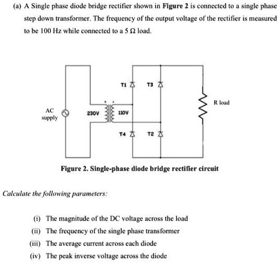 SOLVED: A single-phase diode bridge rectifier shown in Figure 2 is ...