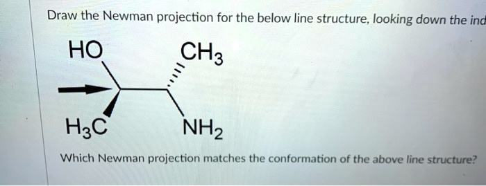draw the newman projection for the below line structure looking down the ind ho ch3 hac nhz ...