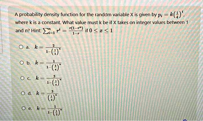 SOLVED: A probability density function for the random variable X is given by p(x) where k is a ...