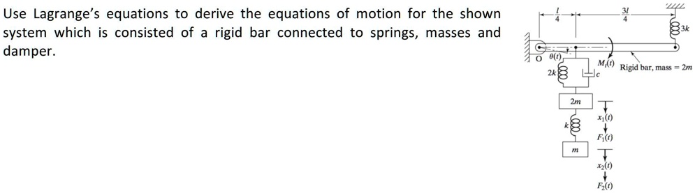 SOLVED: Use Lagrange's equations to derive the equations of motion for the shown system, which ...