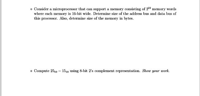 SOLVED: Consider a microprocessor that can support a memory consisting of 2^22 memory words ...