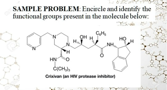 SOLVED: SAMPLE PROBLEM: Encircle and identify the functional groups ...