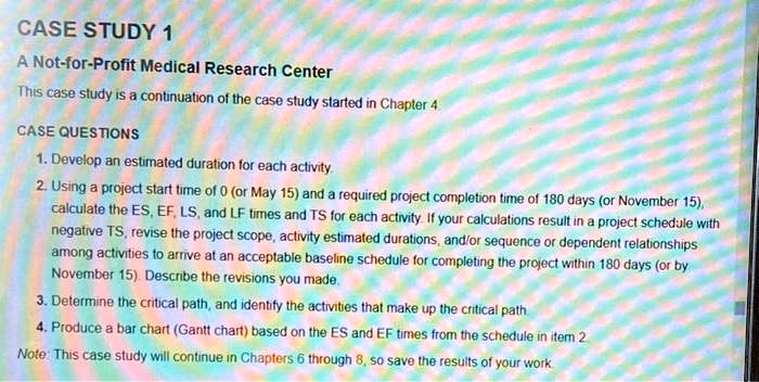 case study 1 a not for profit medical research center this case sludy is a continuation of the ...