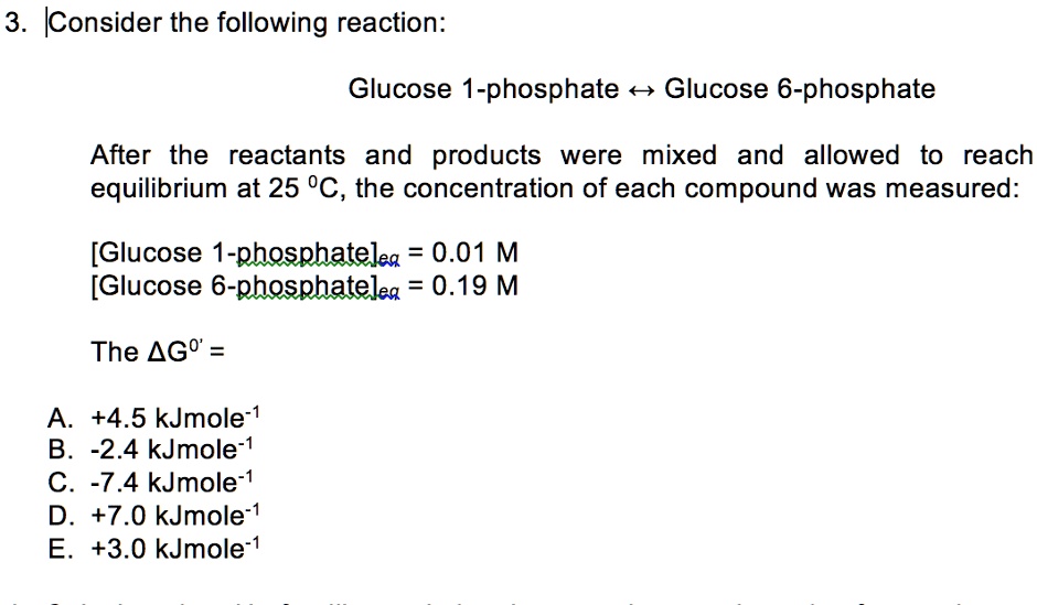 SOLVED: Consider the following reaction: Glucose 1-phosphate â‡Œ ...