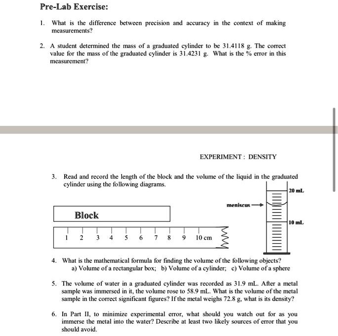 SOLVED: Pre-Lab Exercise 1. What is the difference between precision and accuracy in the context ...