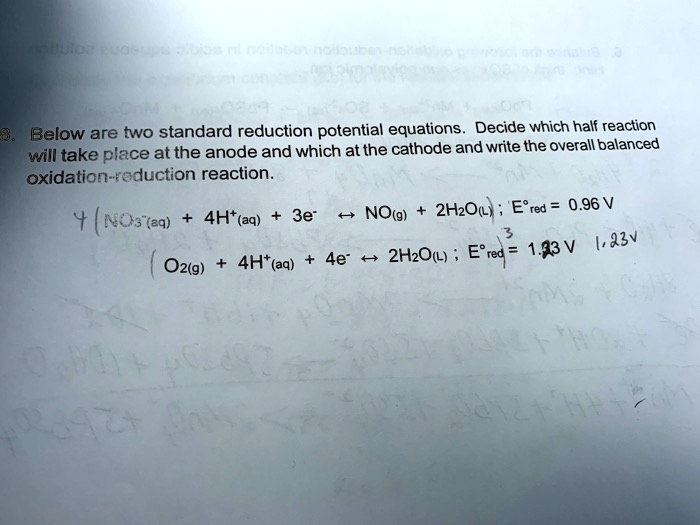 SOLVED: Below are two standard reduction potential equations. Decide ...